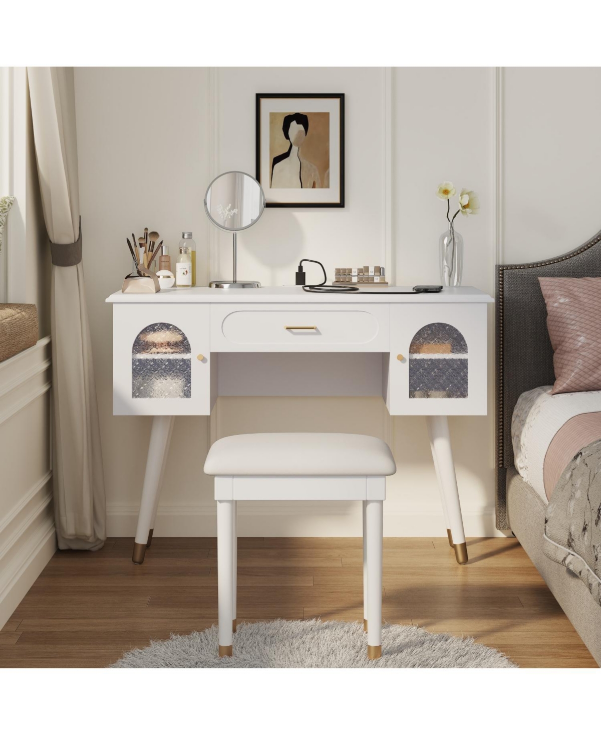 Click here for Streamdale Furniture Vanity Makeup Table Set Charg... prices