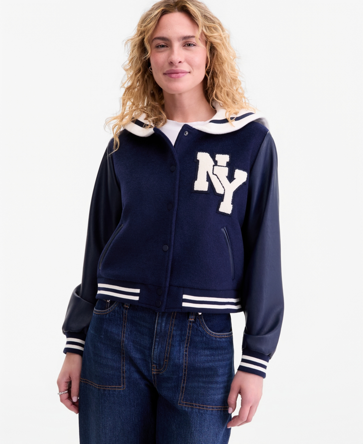 Click here for On 34th Womens Sailor-Collar Varsity Jacket  Macys... prices