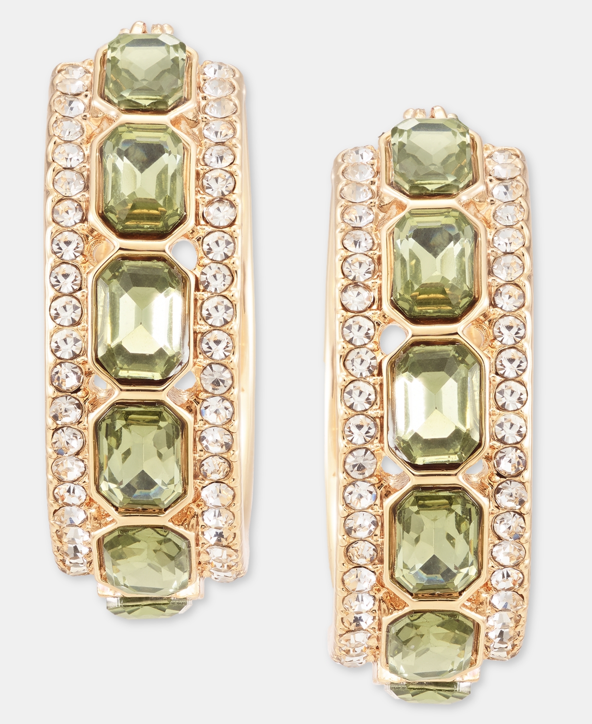Click here for Anne Klein Small Pave & Emerald-Cut Stone Hoop Ear... prices