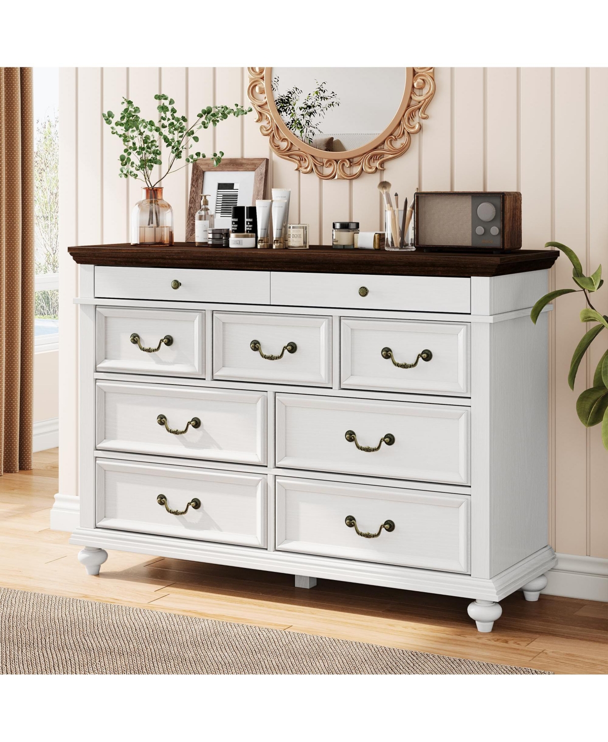 Click here for gaomon 47-Inch Wide Farmhouse 9-Drawer Wood Bedroo... prices