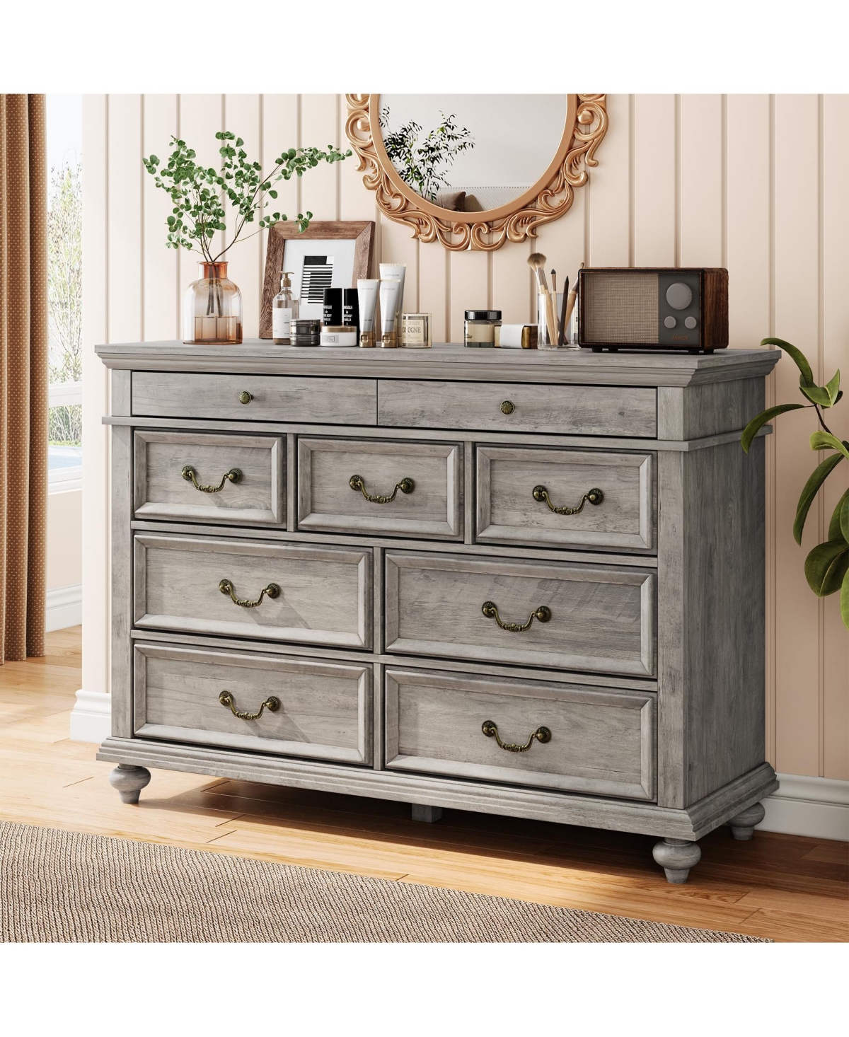 Click here for gaomon 47-Inch Wide Farmhouse 9-Drawer Wood Bedroo... prices