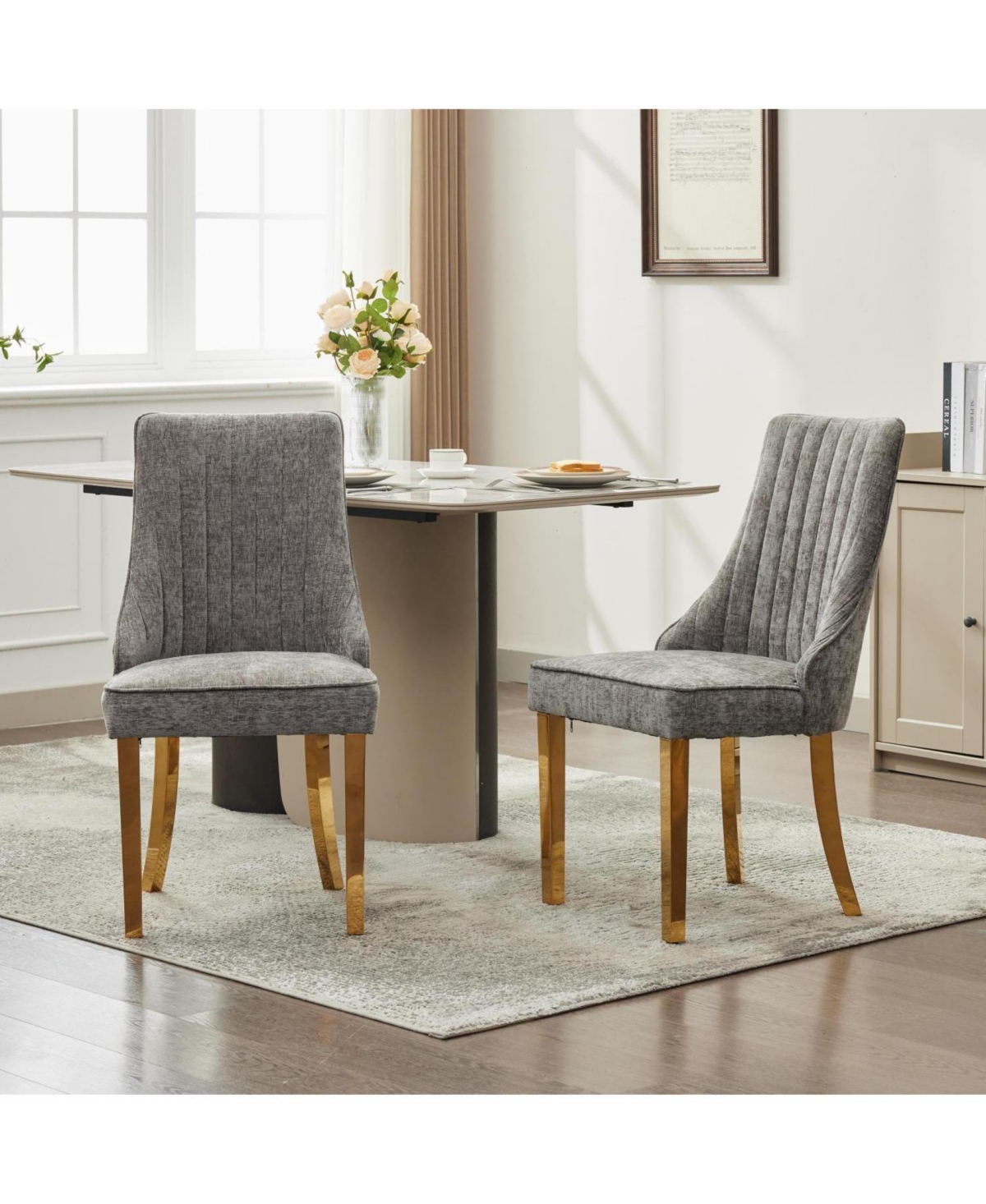 Click here for Streamdale Furniture Chenille Dining Chairs Set of... prices