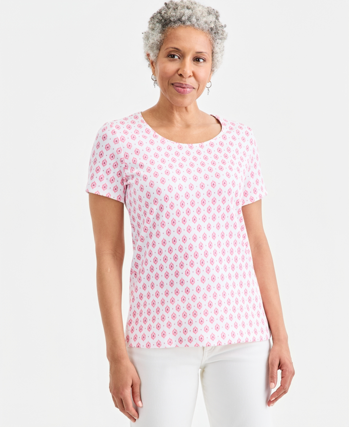 Click here for Style & Co Womens Printed Short-Sleeve Scoop-Neck... prices