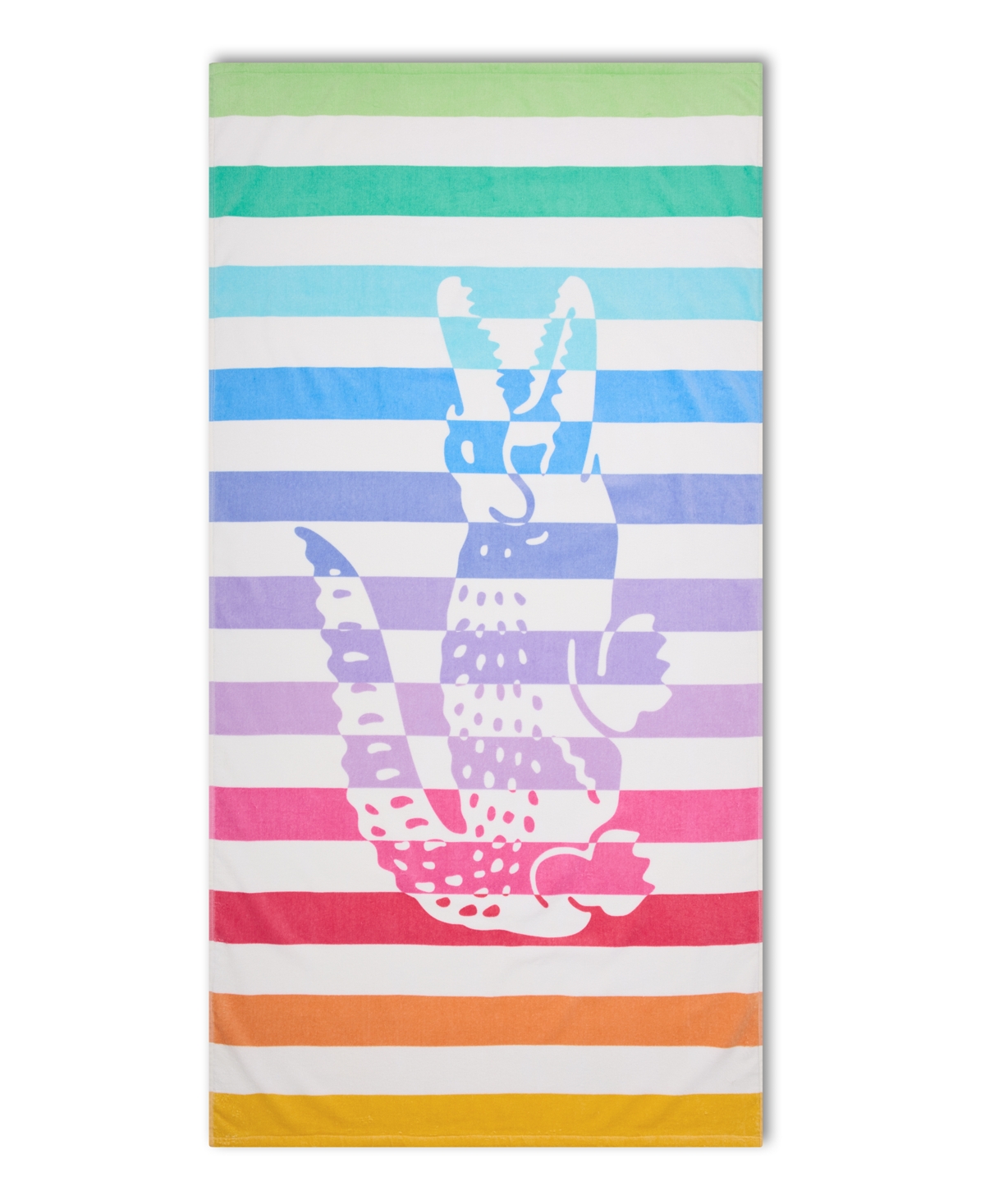 Click here for Lacoste Striped Crocodile Print Cotton Beach Towel... prices
