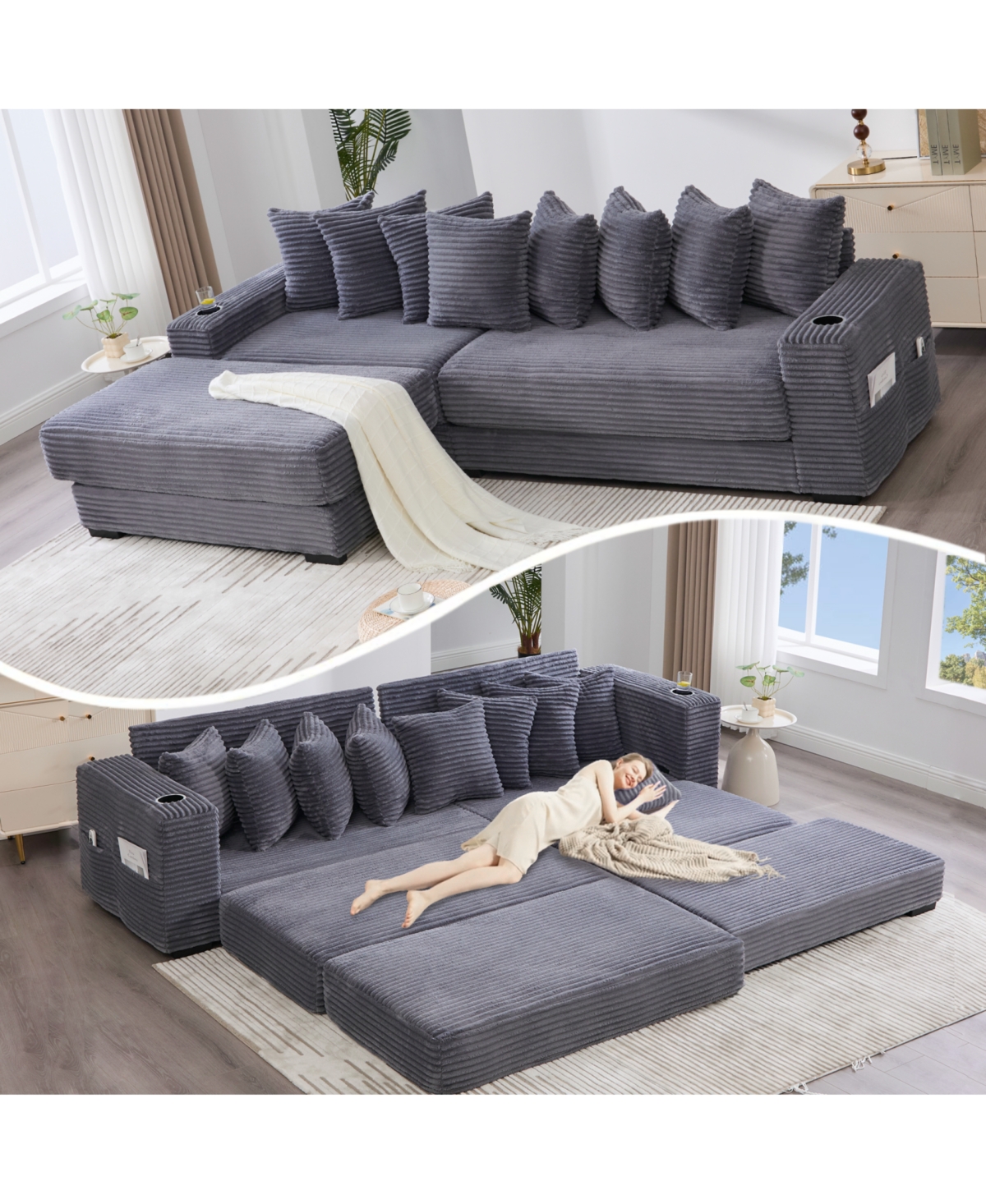 Click here for Streamdale Furniture Corduroy L-Shaped Sectional S... prices