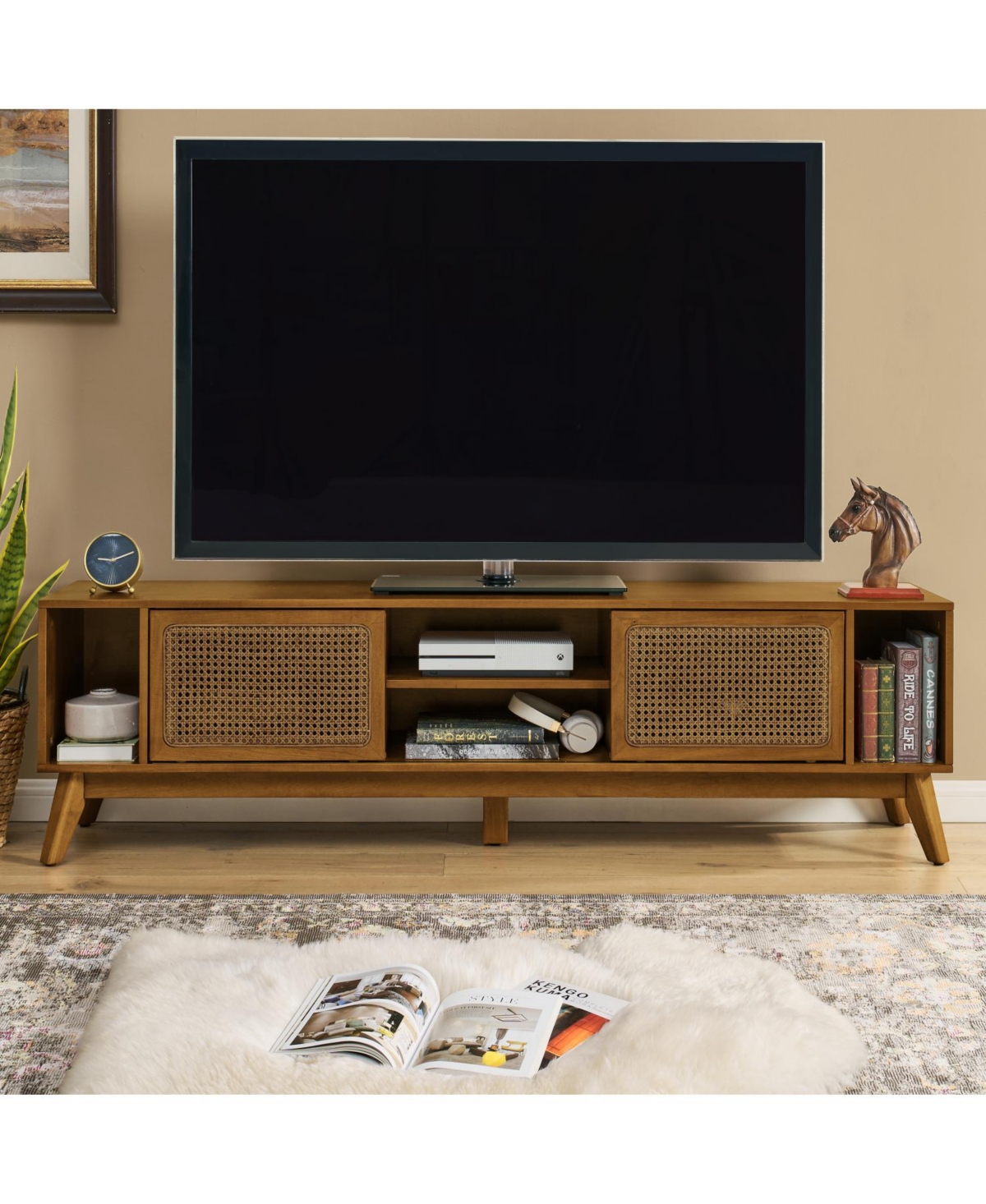 Click here for Streamdale Furniture Rattan Tv Stand - Walnut brow... prices