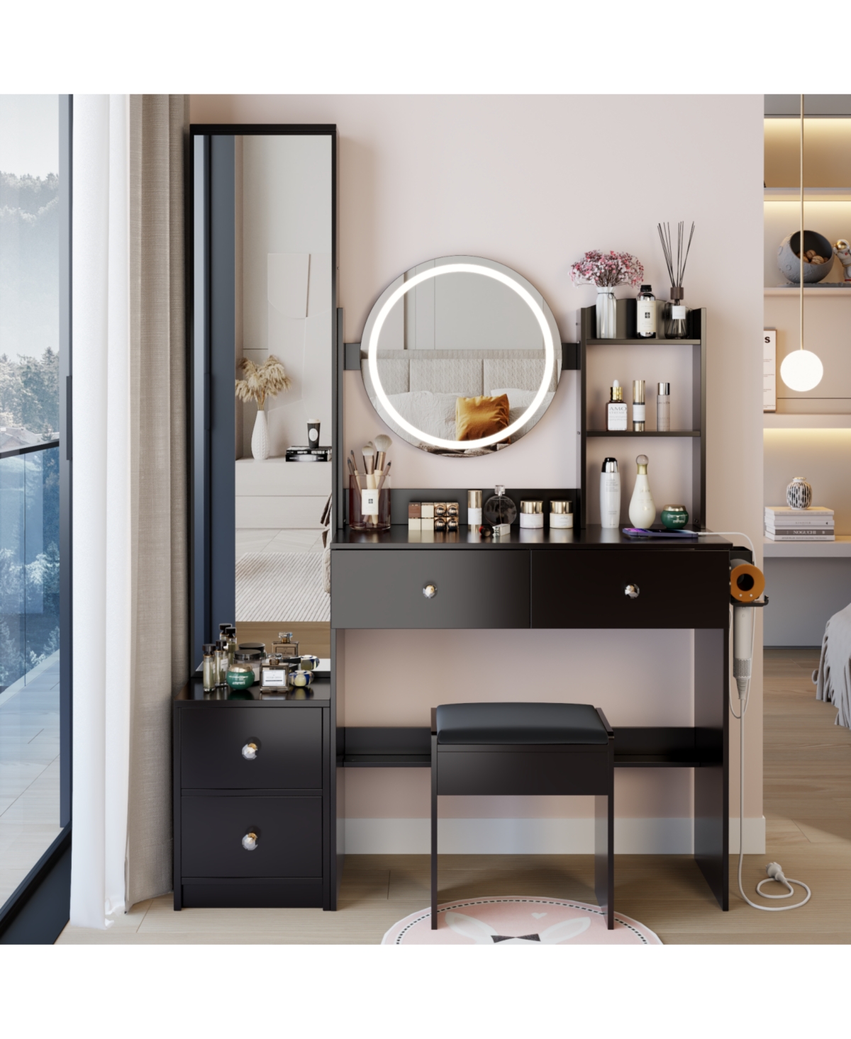 Click here for Streamdale Furniture Led Mirror Vanity Set - Black prices