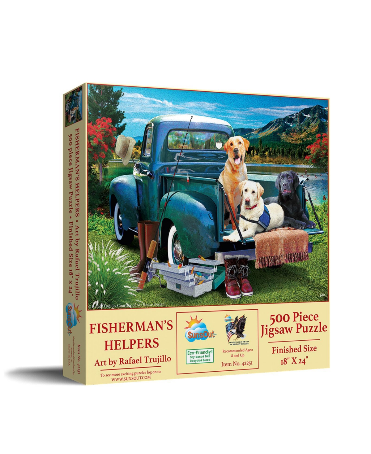 Click here for SunsOut Fishermans Helpers 500 piece Jigsaw Puzzle... prices