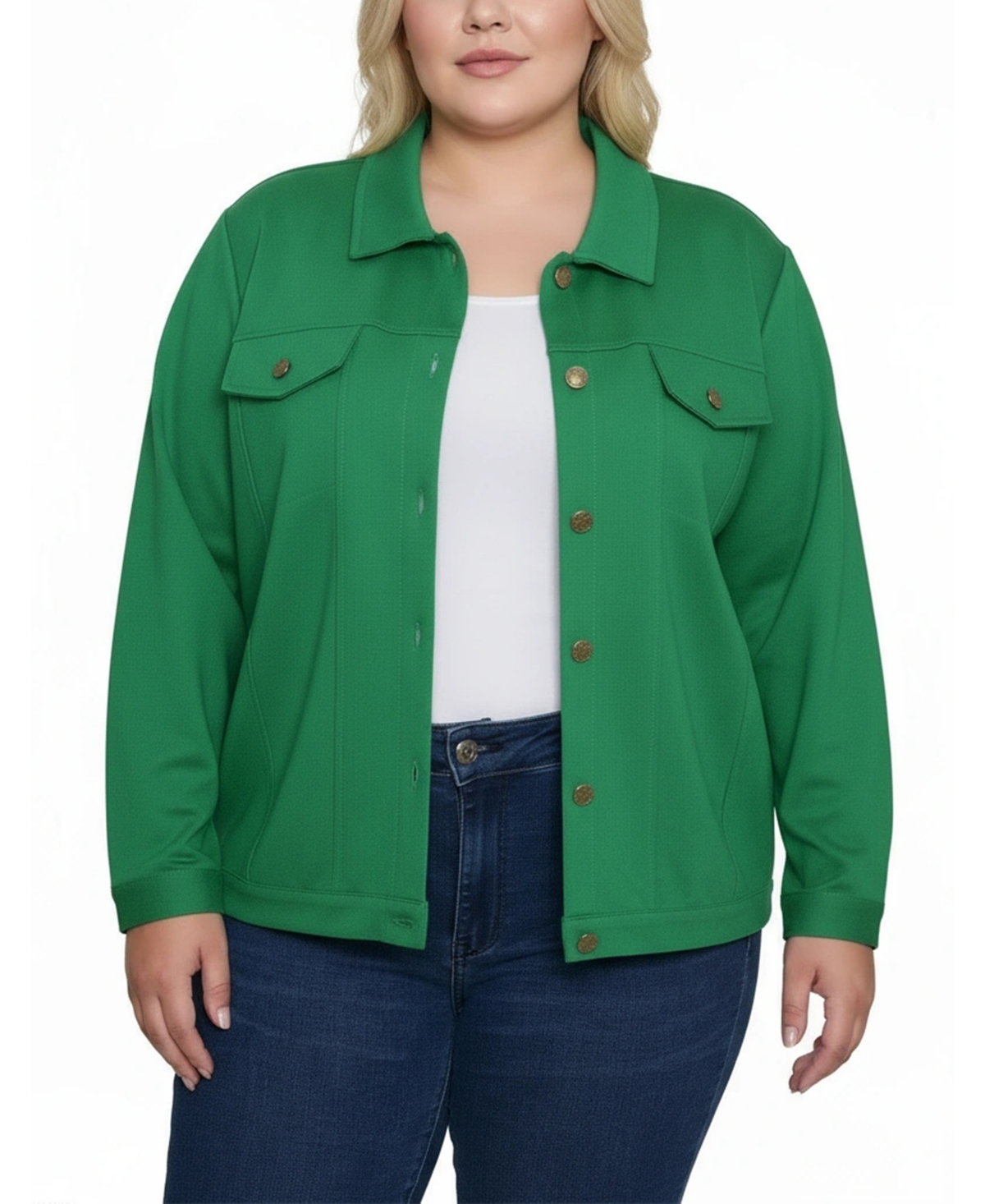 Click here for Ny Collection Plus Size Long Sleeve Ponte Jacket -... prices