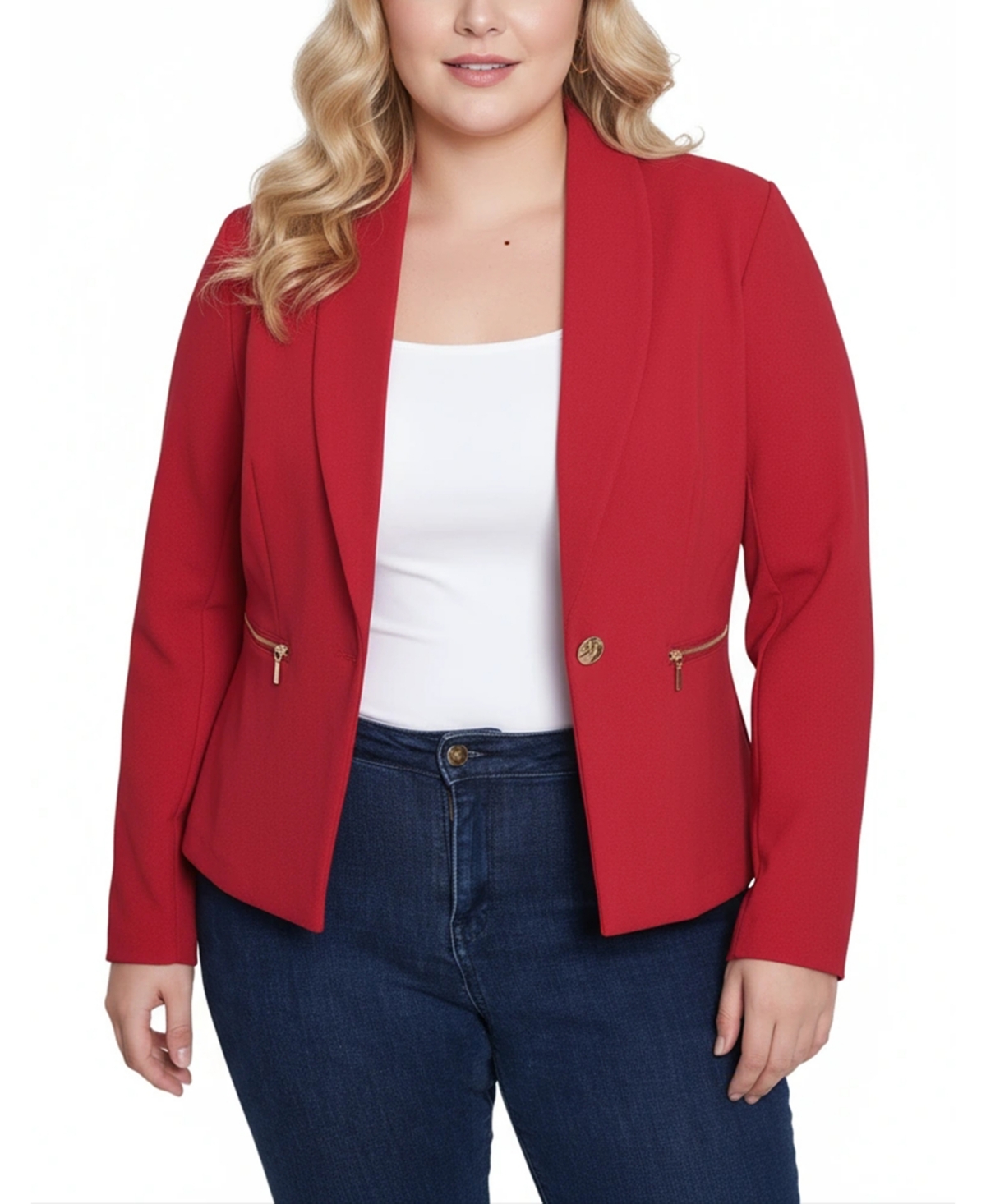 Click here for Ny Collection Plus Size Long Sleeve Crepe Blazer -... prices
