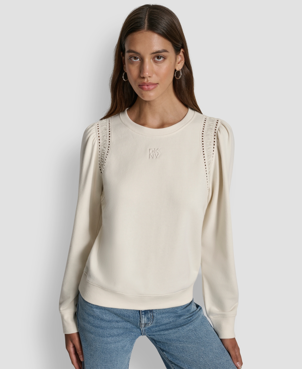 Click here for Dkny Jeans Womens Lace Detail Crewneck Sweatshirt... prices