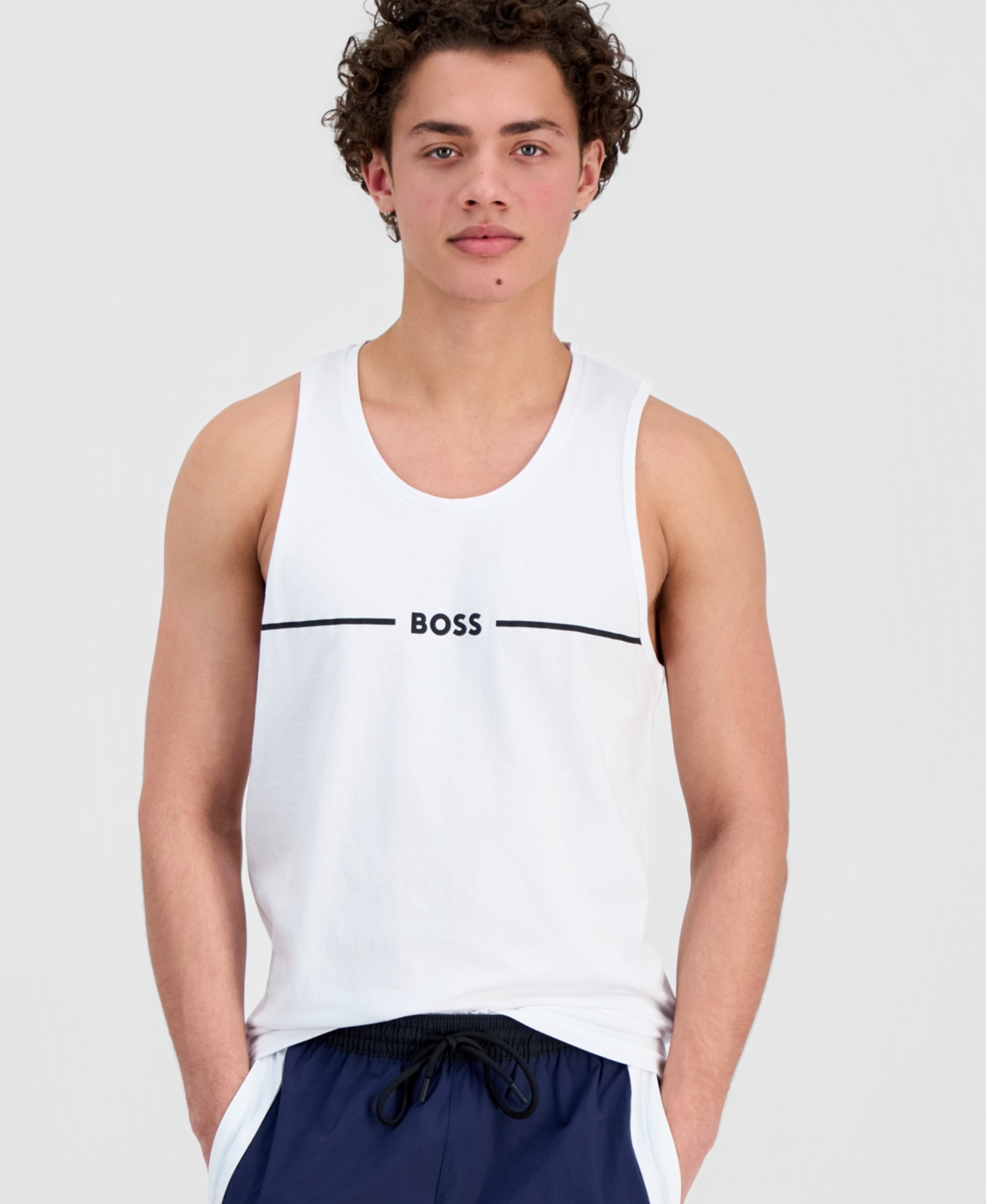 Click here for Boss by Hugo Boss Mens Logo Tank Top - White prices