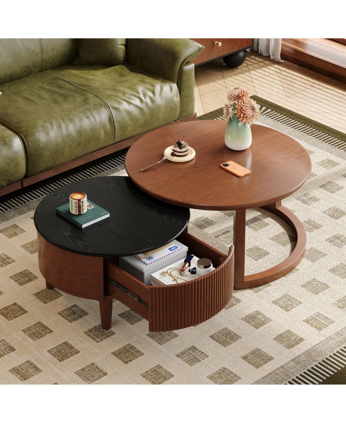 Click here for Streamdale Vintage Round Nesting Coffee Table Blac... prices