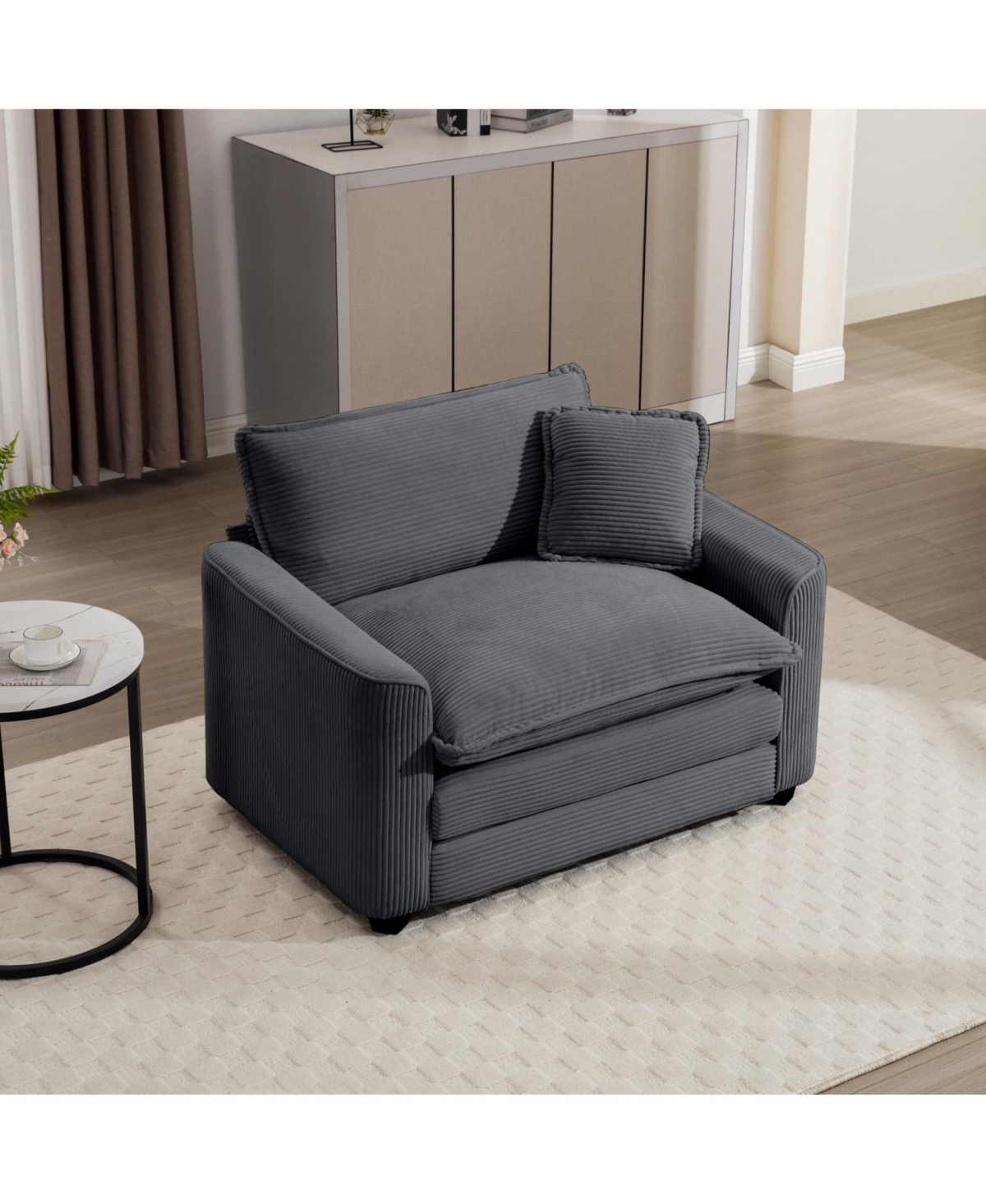 Click here for Streamdale Furniture Grey Corduroy Deep Seat Chair... prices