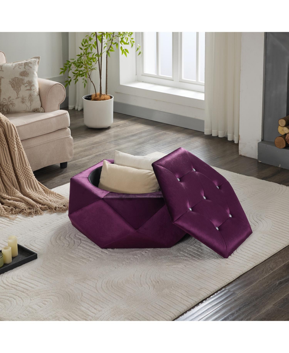 Click here for Streamdale Furniture Velvet Diamond Tufted Storage... prices
