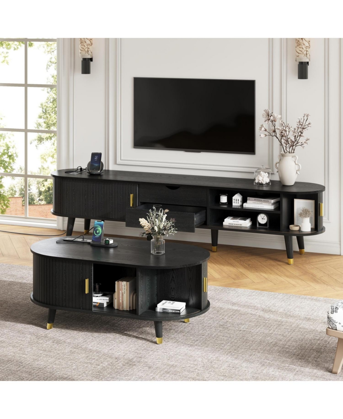 Click here for Streamdale Farmhouse Tv Stand & Coffee Table Set... prices