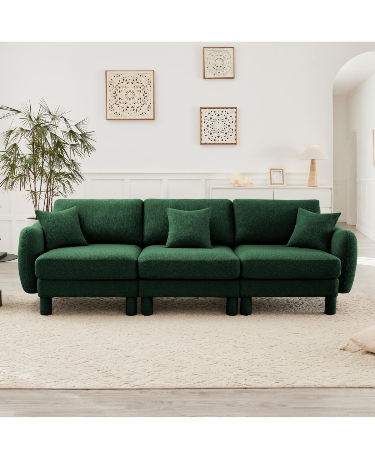 Click here for Streamdale Furniture Green Boucle 3-Seater Sofa wi... prices