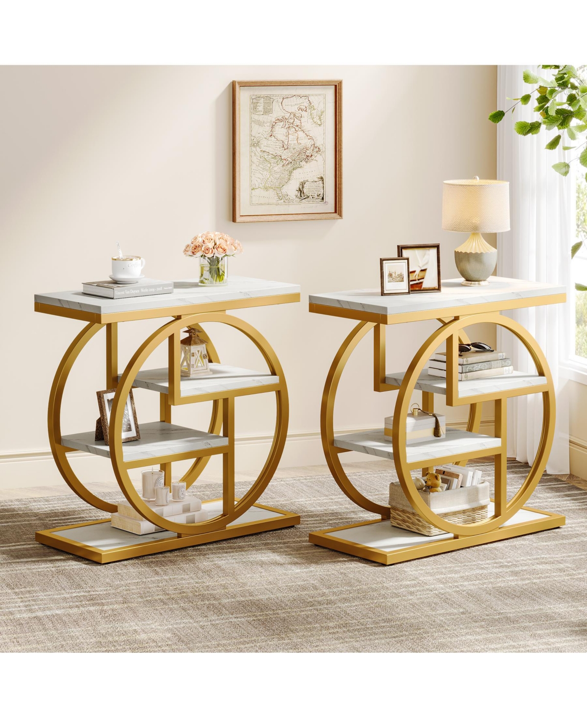 Click here for Tribesigns End Table Set of 2  4-Tier Narrow Side... prices