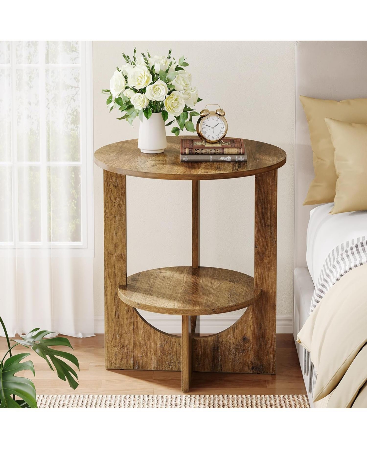Click here for Tribesigns Round End Table with Storage  2-Tier Ta... prices