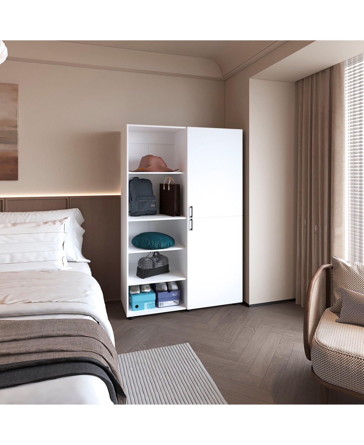 Click here for Fm Furniture Ollie 2-Door Wardrobe with Open Stora... prices