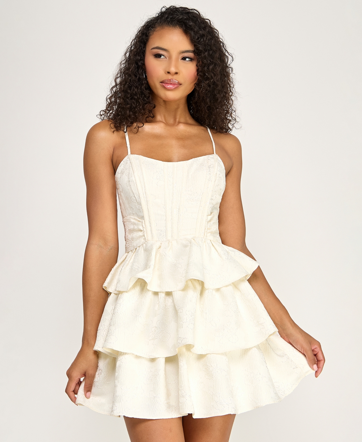 Click here for Seni & Cade Juniors Sweetheart Neck Tier Dress - L... prices