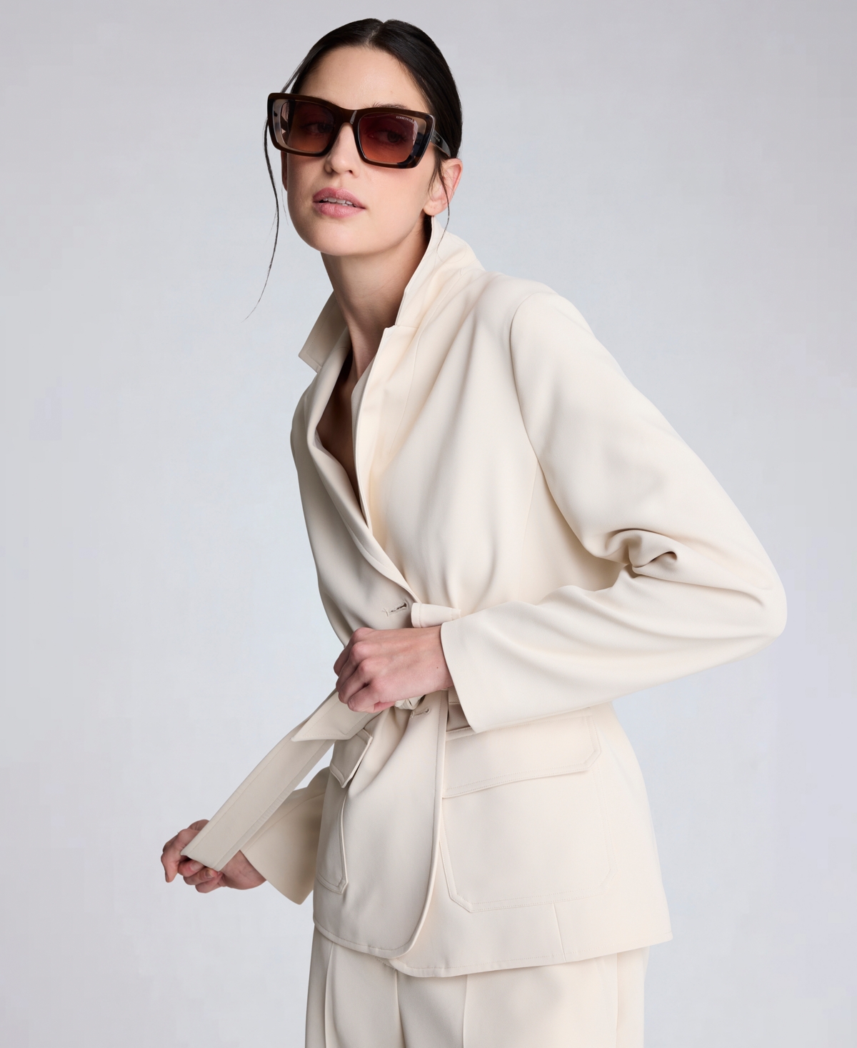 Click here for Kenneth Cole Womens Notch Collar Vision Twill Belt... prices