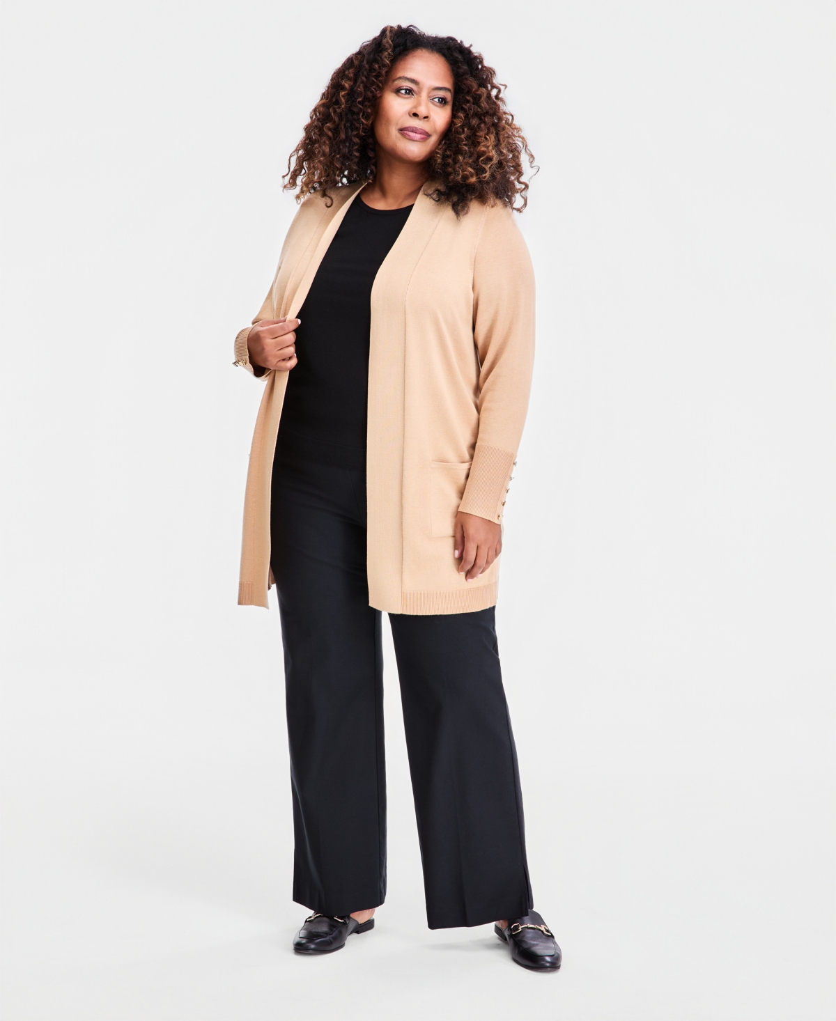 Click here for Jm Collection Plus Size Open-Front Long-Sleeve Car... prices