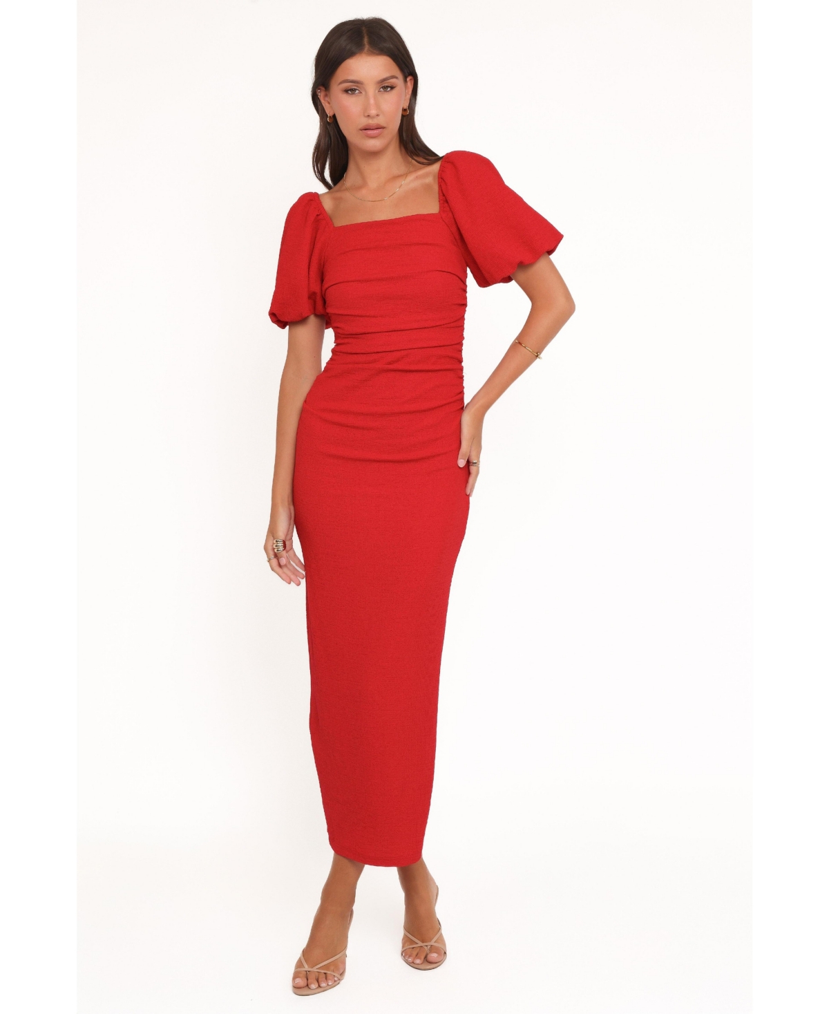 Click here for Petal and Pup Womens Carey Midi Dress - Red prices
