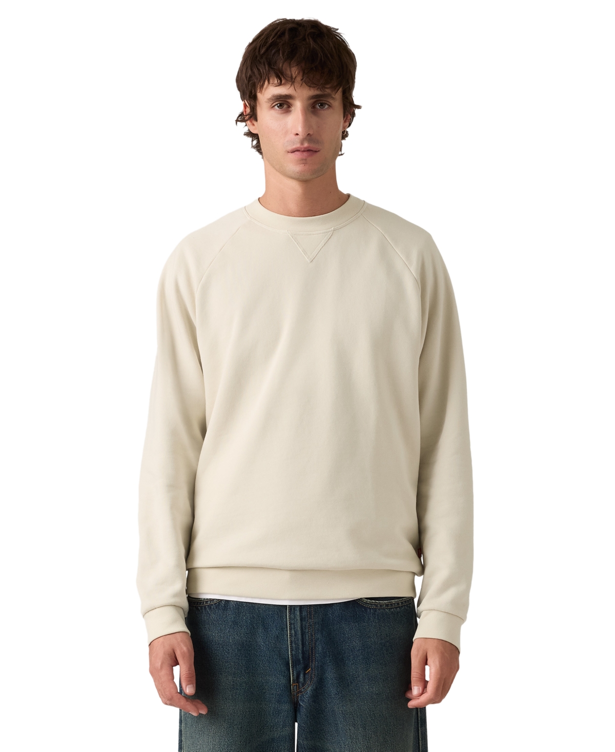 Levis Mens Relaxed-Fit Crewneck Sweatshirt - Cream