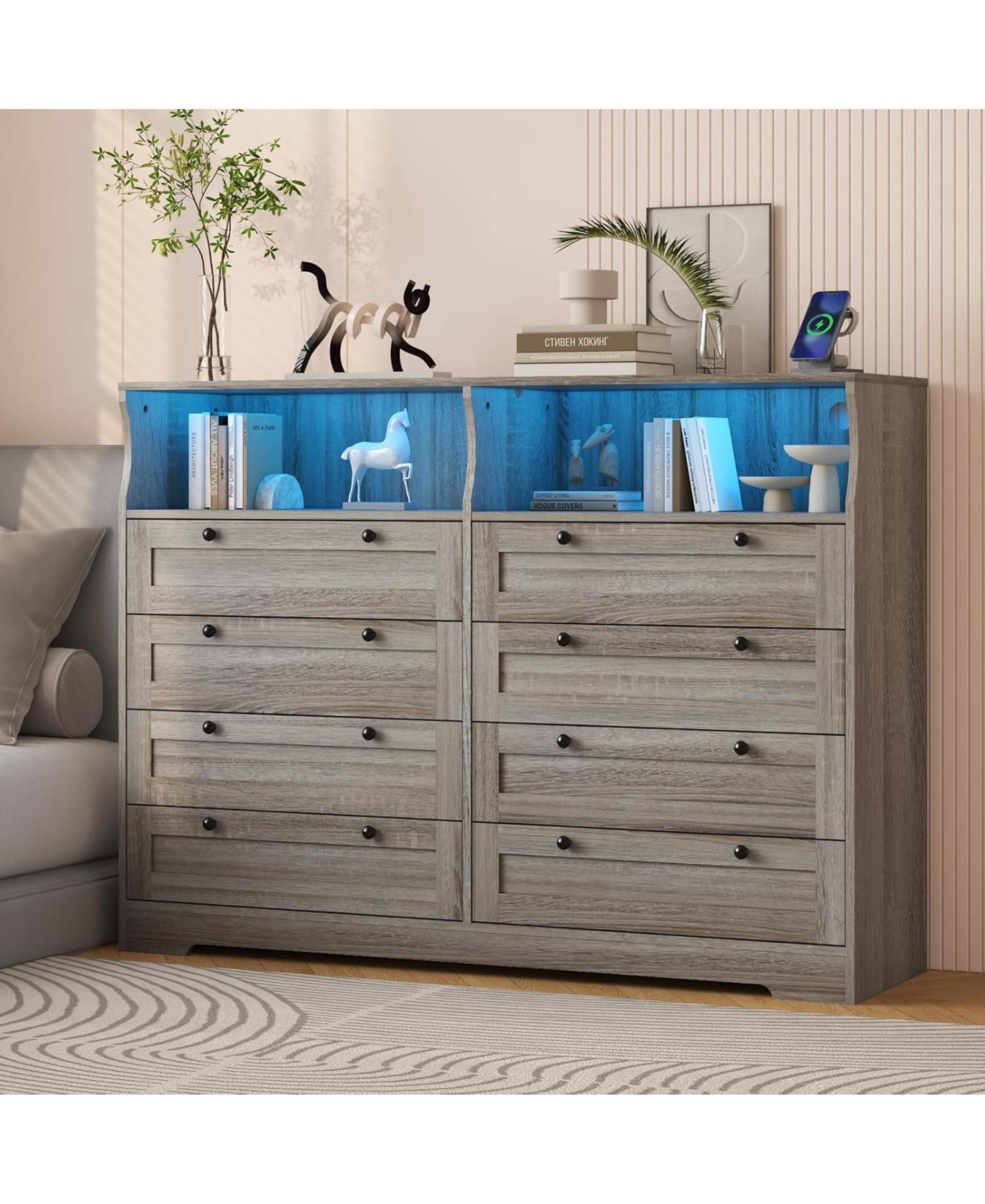 Click here for gaomon 8-Drawer Wood Dresser with Charging Station... prices