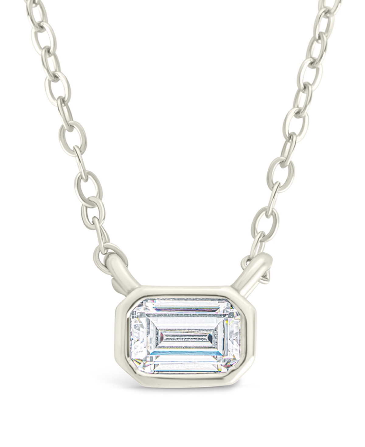 Click here for Sterling Forever Emerald Bezel Set Pendant - Silve... prices