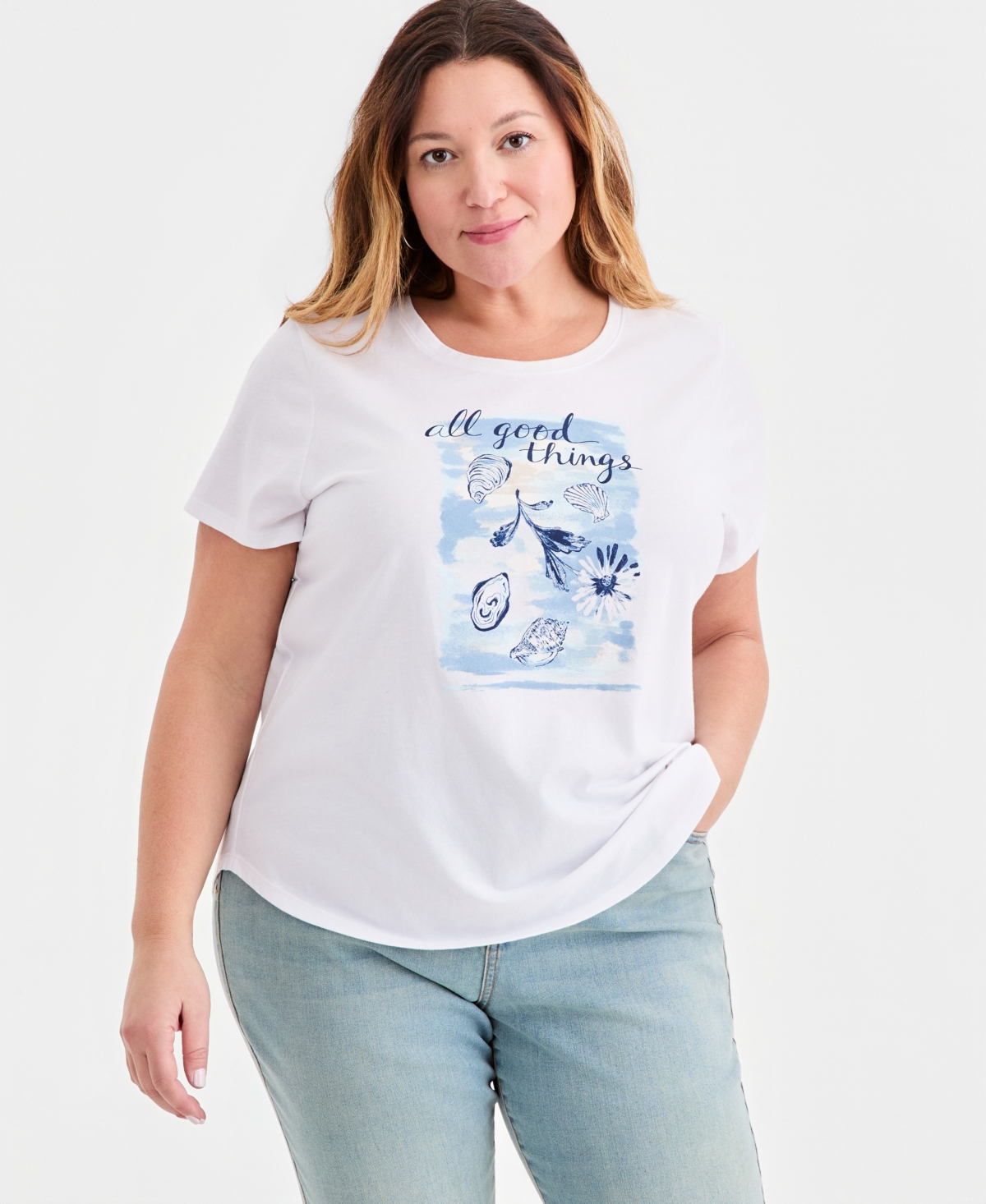 Click here for Style & Co Plus Size Perfect Crewneck Short-Sleeve... prices
