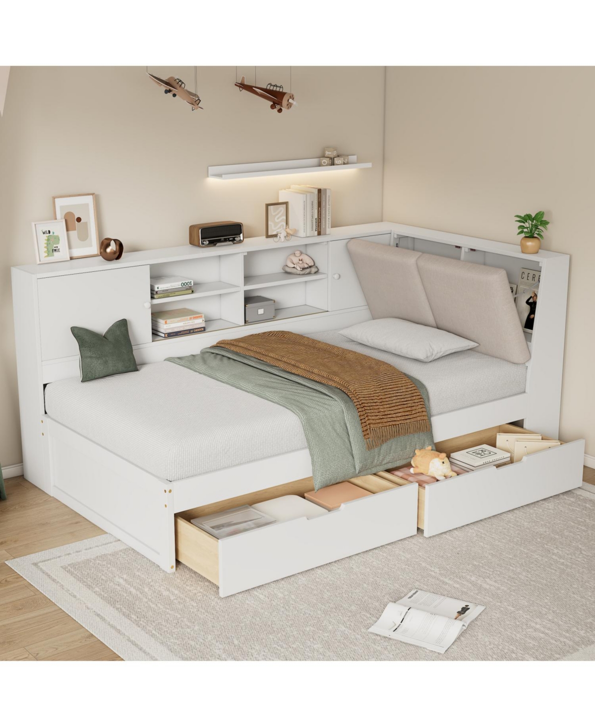 Click here for Streamdale Furniture Wooden L-Shaped Daybed with S... prices