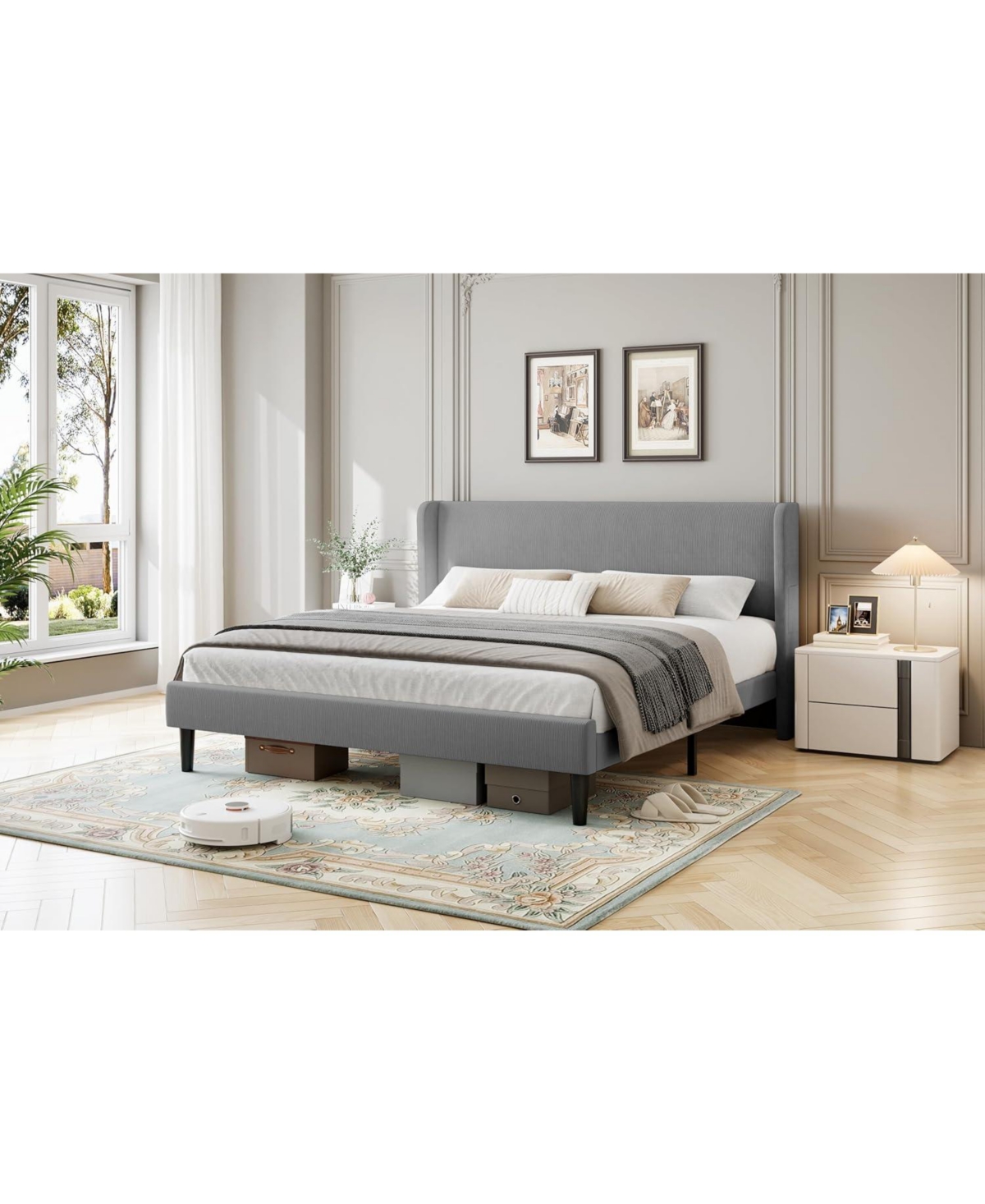 Click here for gaomon King Size Upholstered Bed Frame Wingback He... prices