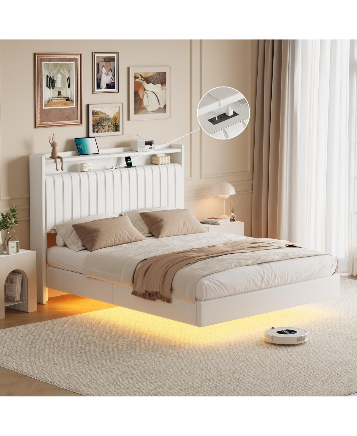 Click here for Gaomon Size Floating Bed Frame with Rgb Led Lights... prices