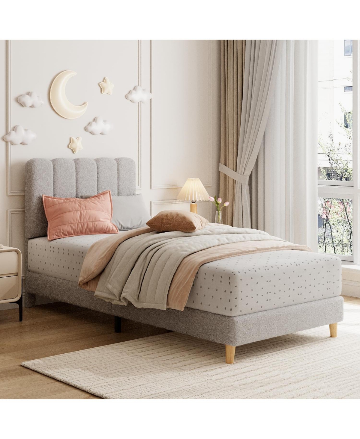 Click here for gaomon Twin Xl Boucle Upholstered Platform Bed Fra... prices