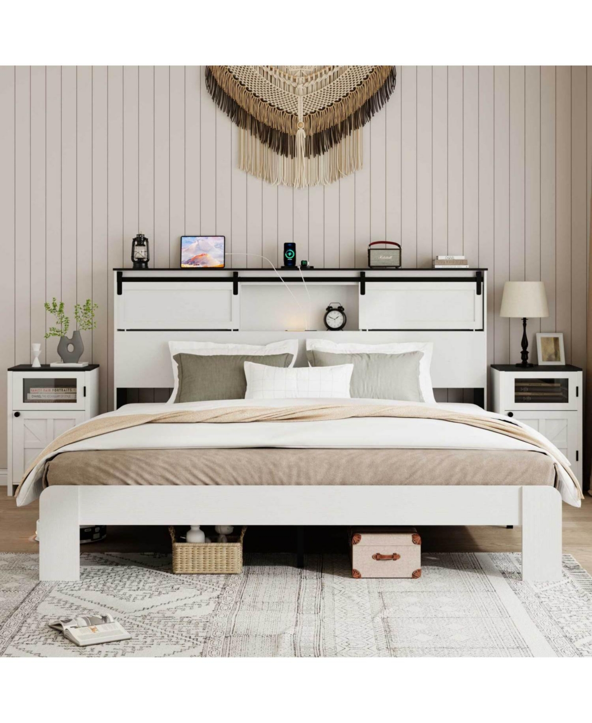 Click here for Streamdale Furniture King Metal Bed Frame with Cha... prices