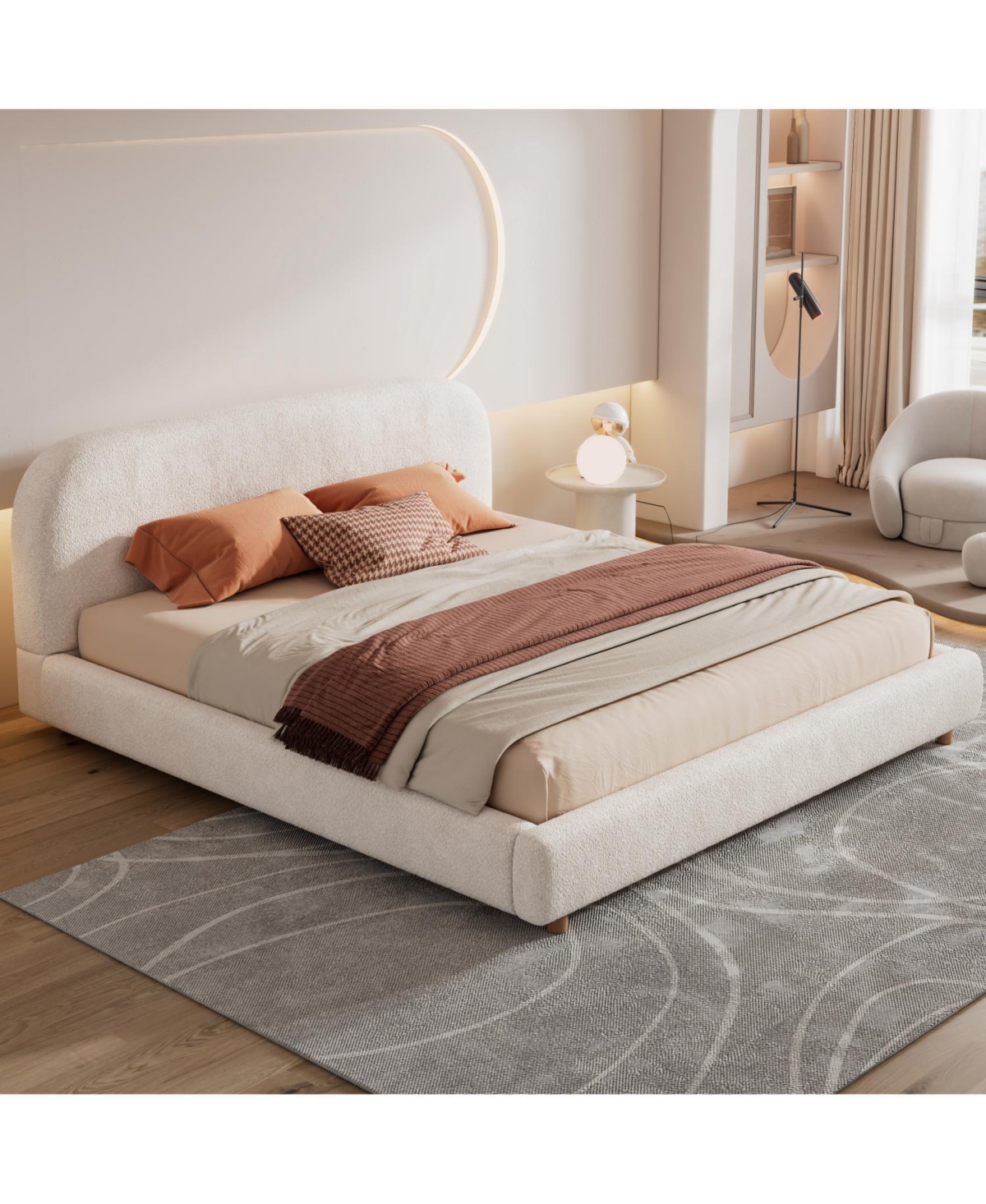 Click here for Streamdale Furniture King Boucle Platform Bed with... prices