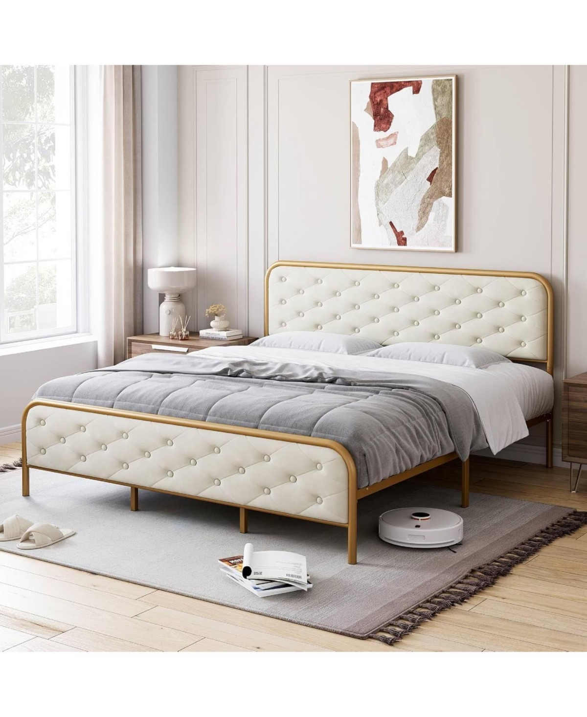 Click here for gaomon Easy Assembly King Size Bed Frame Space Sav... prices