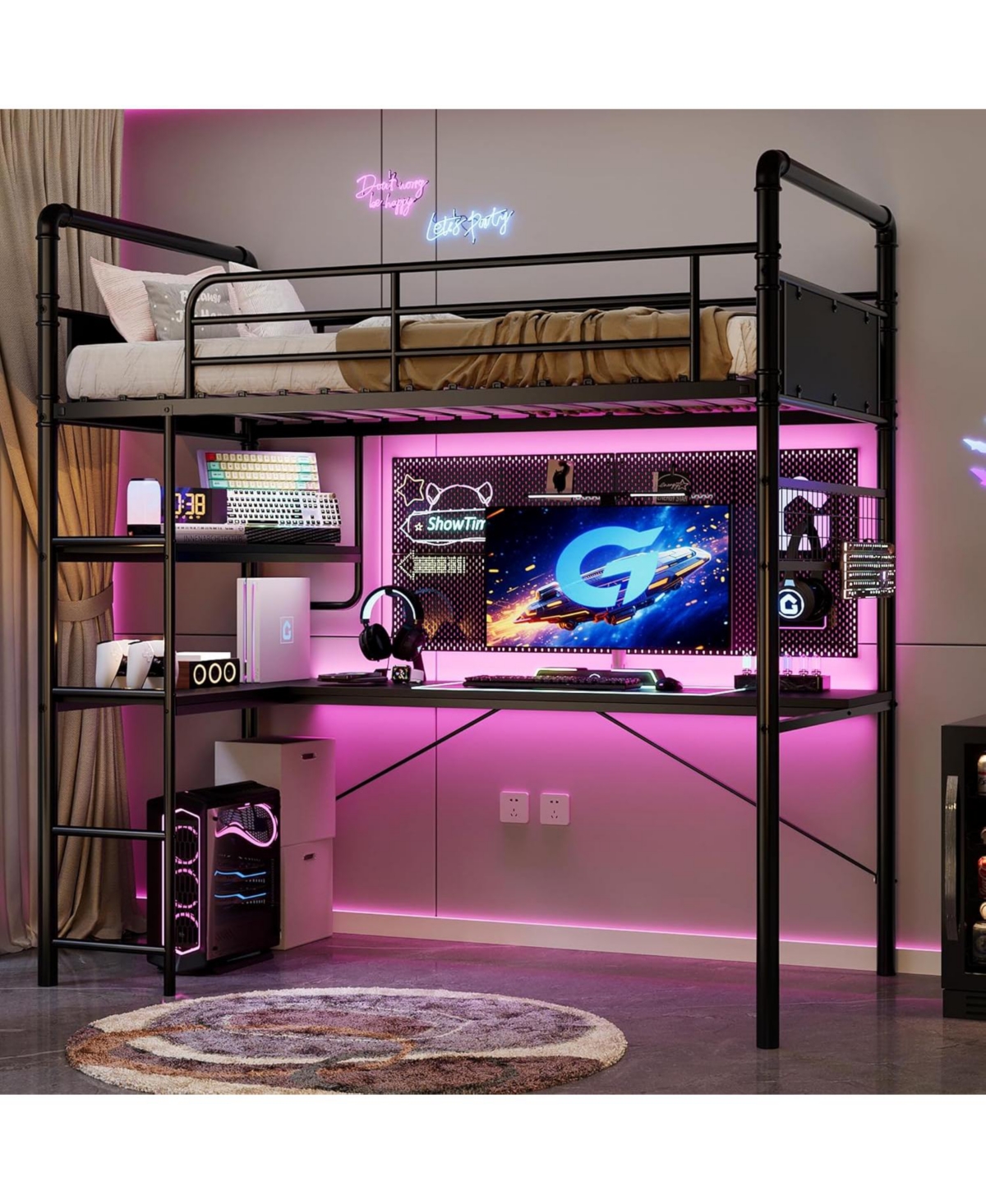 Click here for gaomon Twin Loft Bed with L-Shaped Desk & Storage... prices