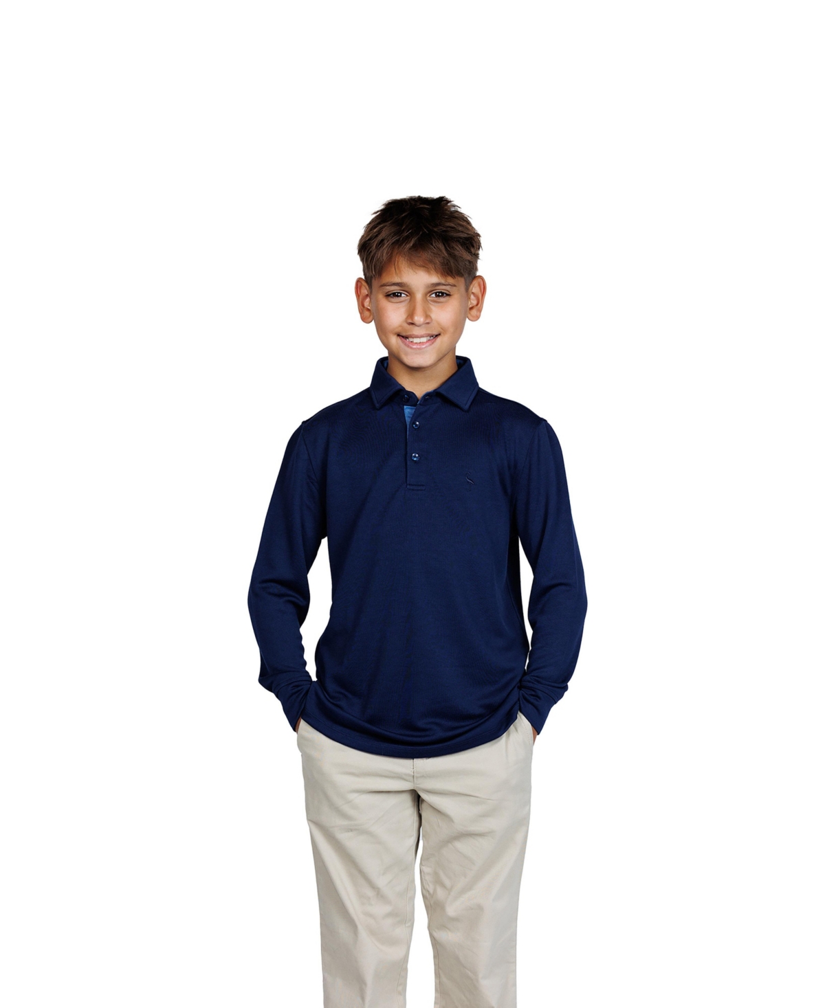 Click here for Tailorbyrd Boys Solid Modal Long Sleeve Polo Shirt... prices