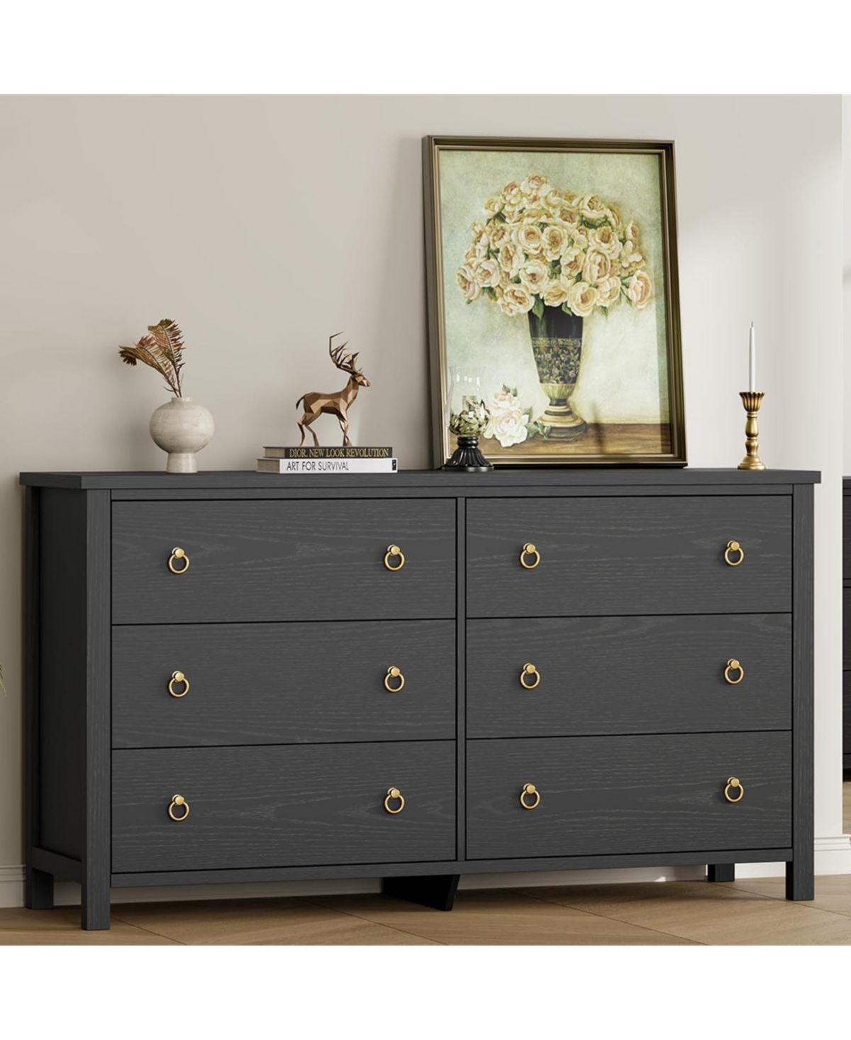 Click here for gaomon 6-Drawer Black Wooden Chest  54" Wide... prices