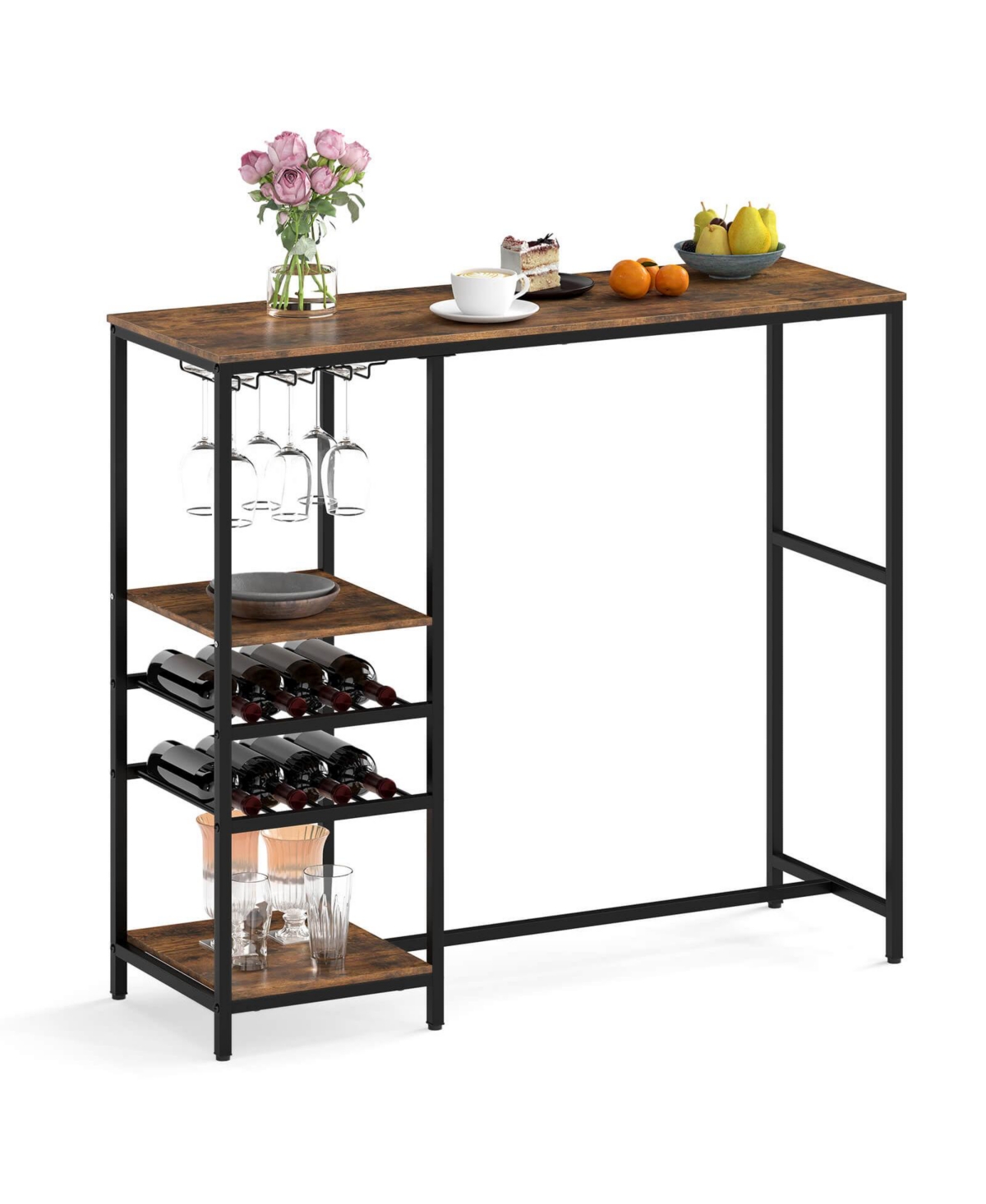 Click here for Costway 48" Long Bar Table with Storage Shelv... prices