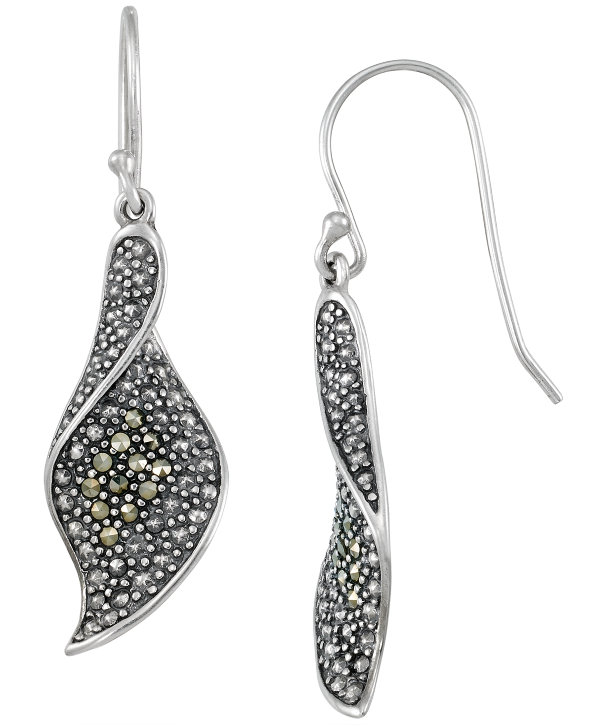 Click here for Macys Pave Marcasite Leaf Wire Earrings in Sterlin... prices