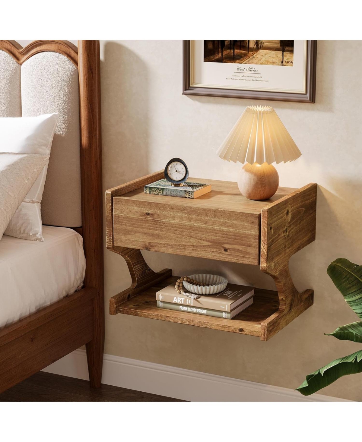 Click here for Tribesigns Solid Wood Floating Nightstand  Wall Mo... prices