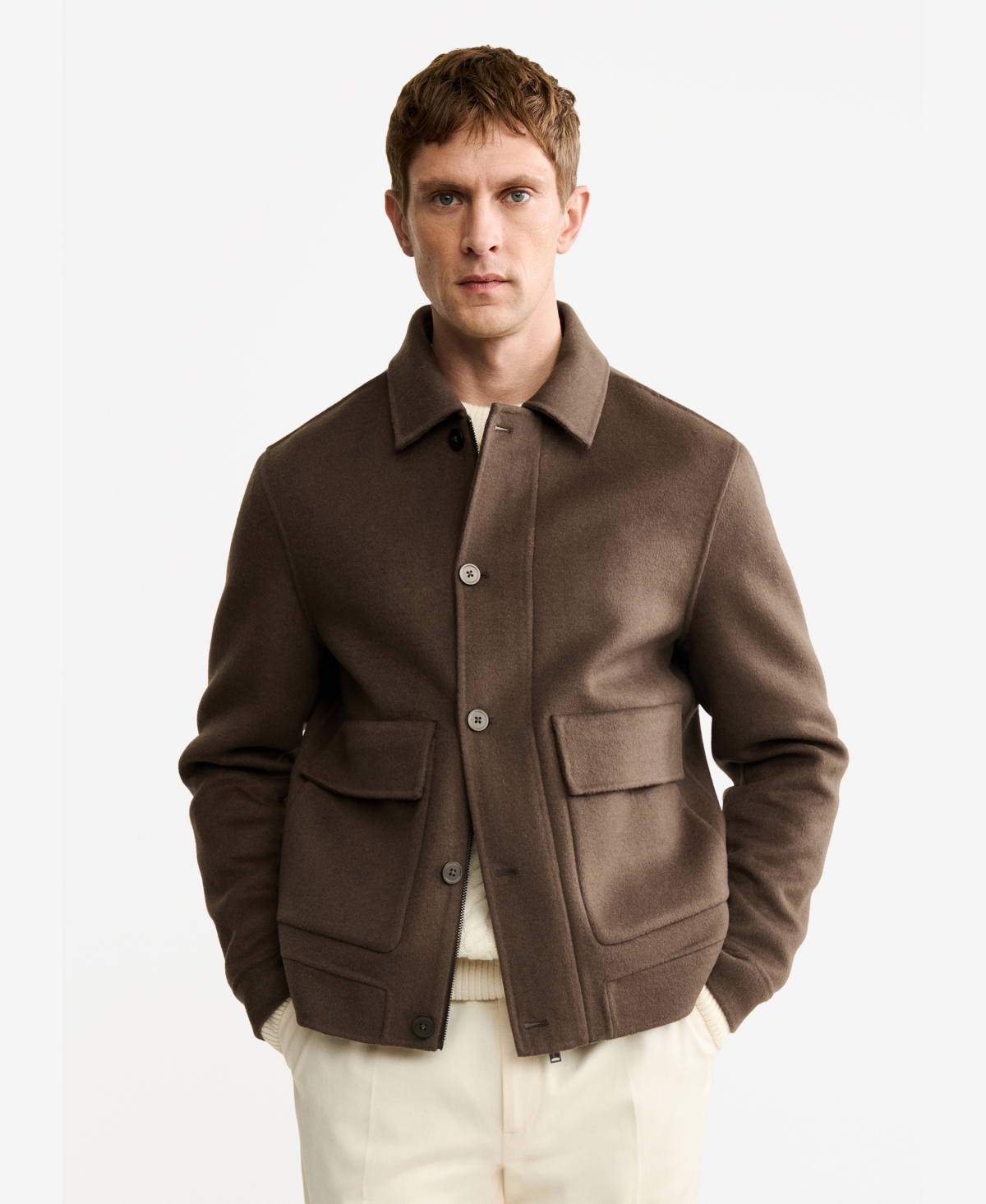 Click here for Mango Mens Pockets Handmade Wool Jacket - Caramel prices