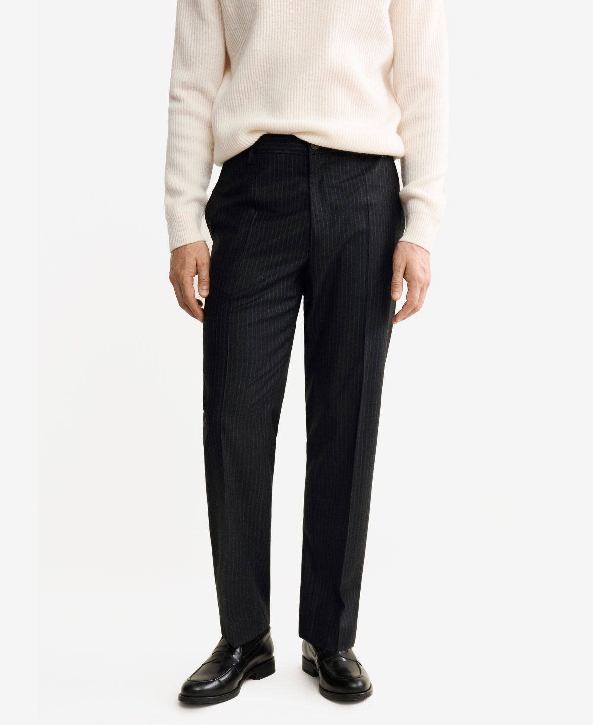 Click here for Mango Mens Virgin Wool Regular-Fit Pinstripe Pants... prices