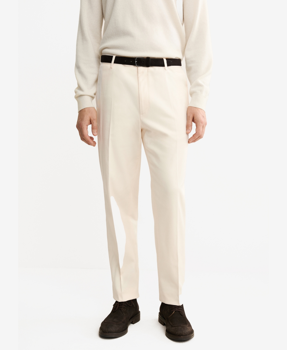 Click here for Mango Mens Regular Fit Pleated Cotton Pants - Ivor... prices