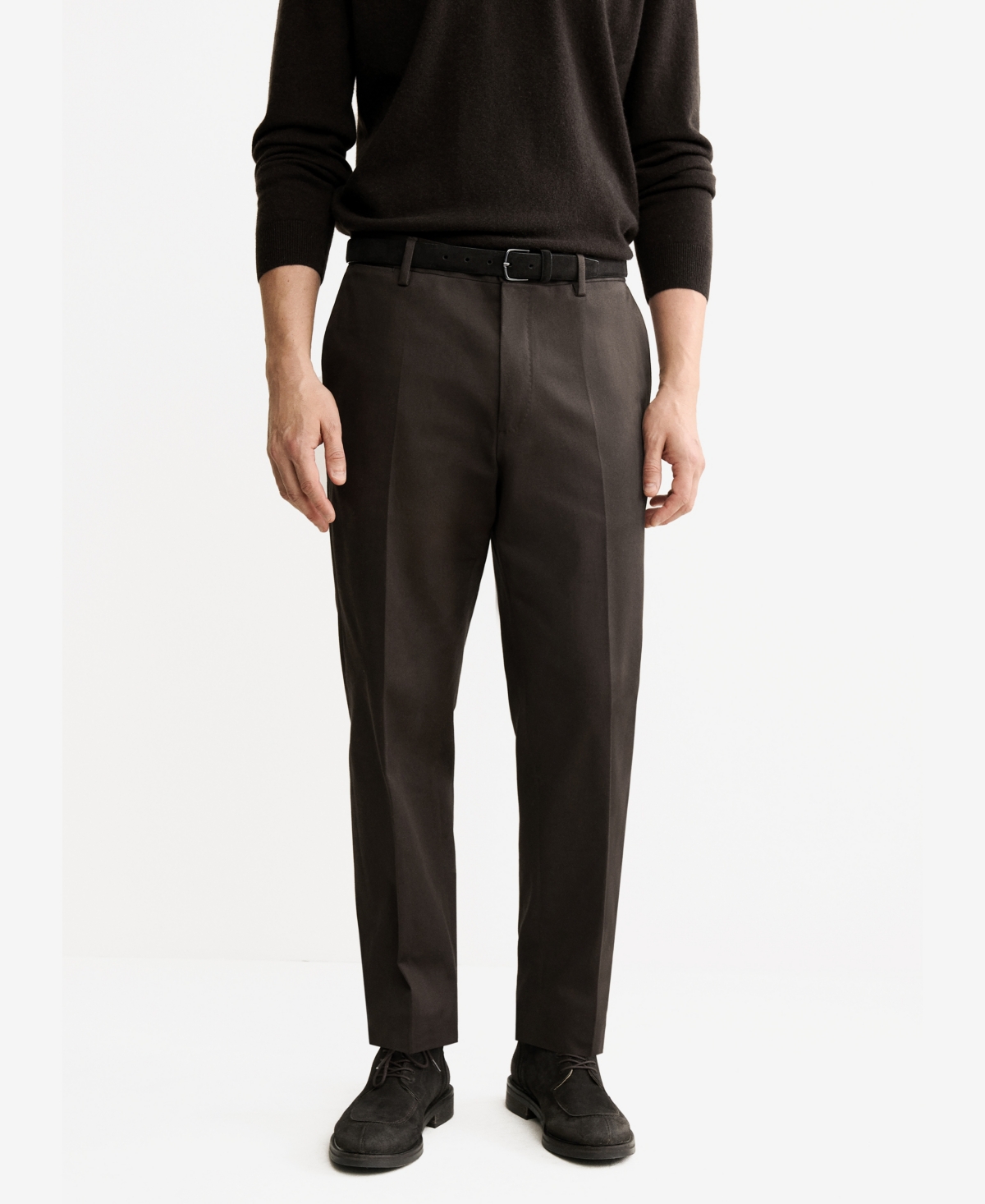 Click here for Mango Mens Regular Fit Pleated Cotton Pants - Choc... prices