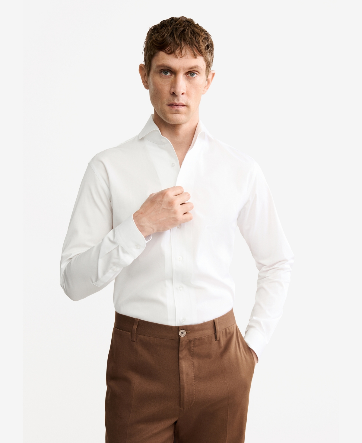 Click here for Mango Mens Cotton Dress Shirt - White prices